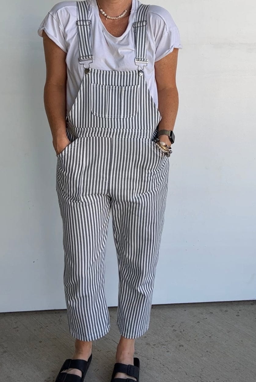 Adult Denim Overalls in Pinstripe - OF ONE SEA
