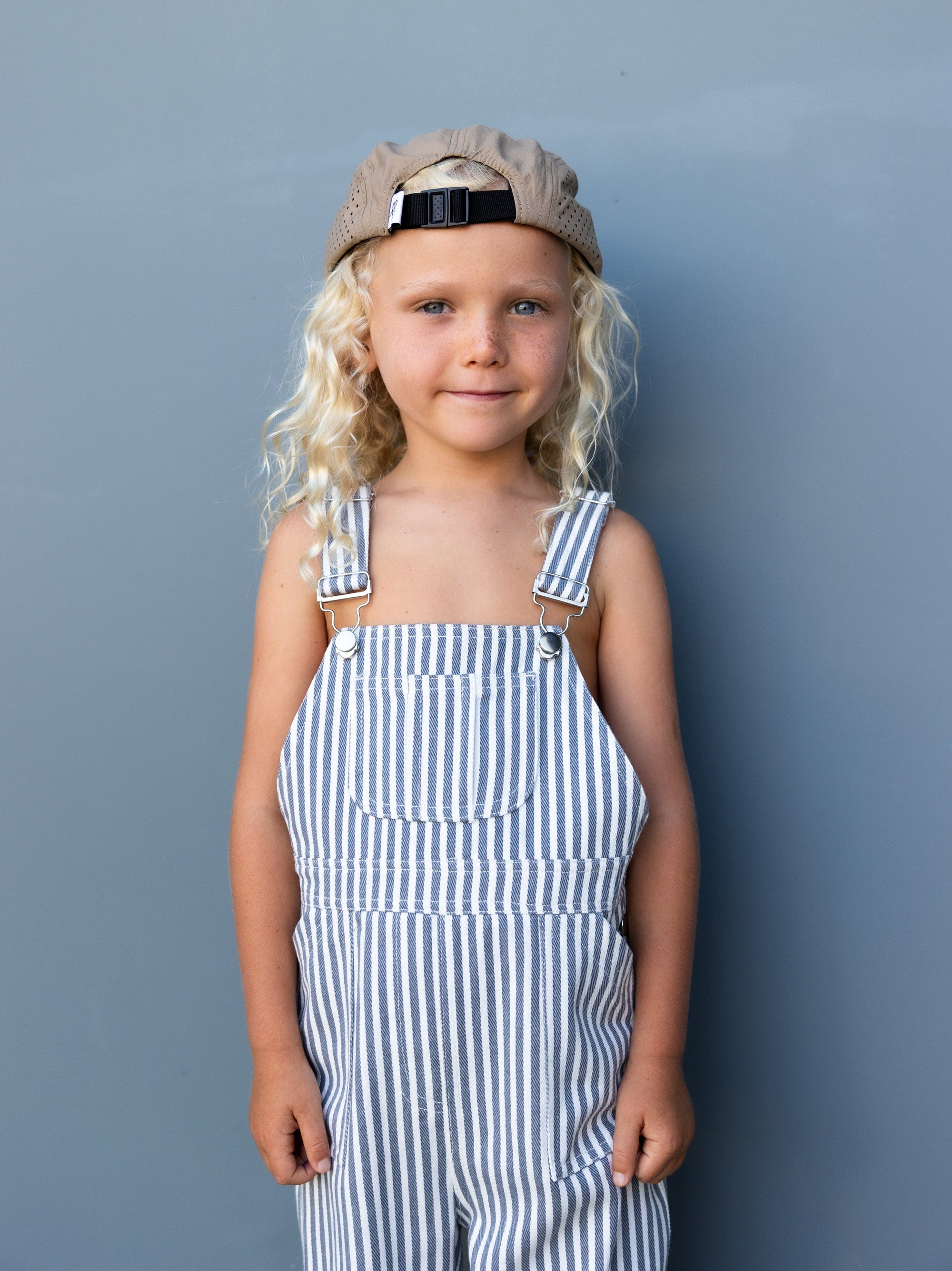 Kid's Denim Overalls in Pinstripe - OF ONE SEA