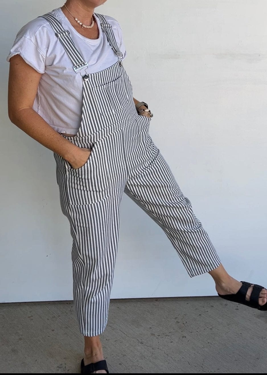 Adult Denim Overalls in Pinstripe - OF ONE SEA