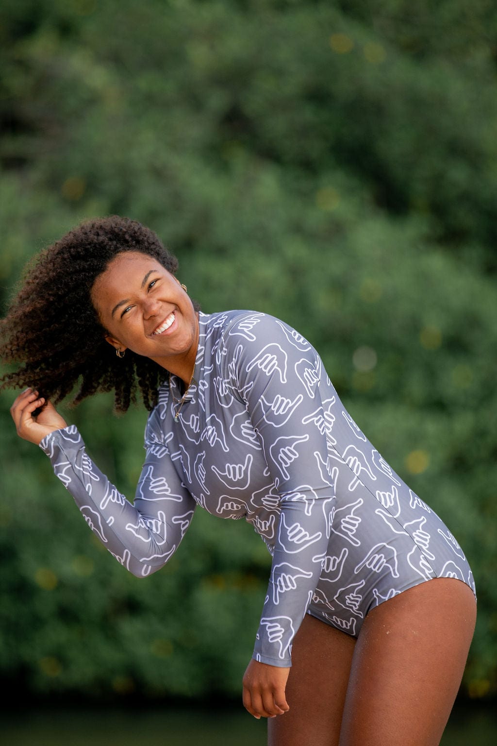 Women's Long Sleeve Zip Up in Slate Gray Shaka - OF ONE SEA